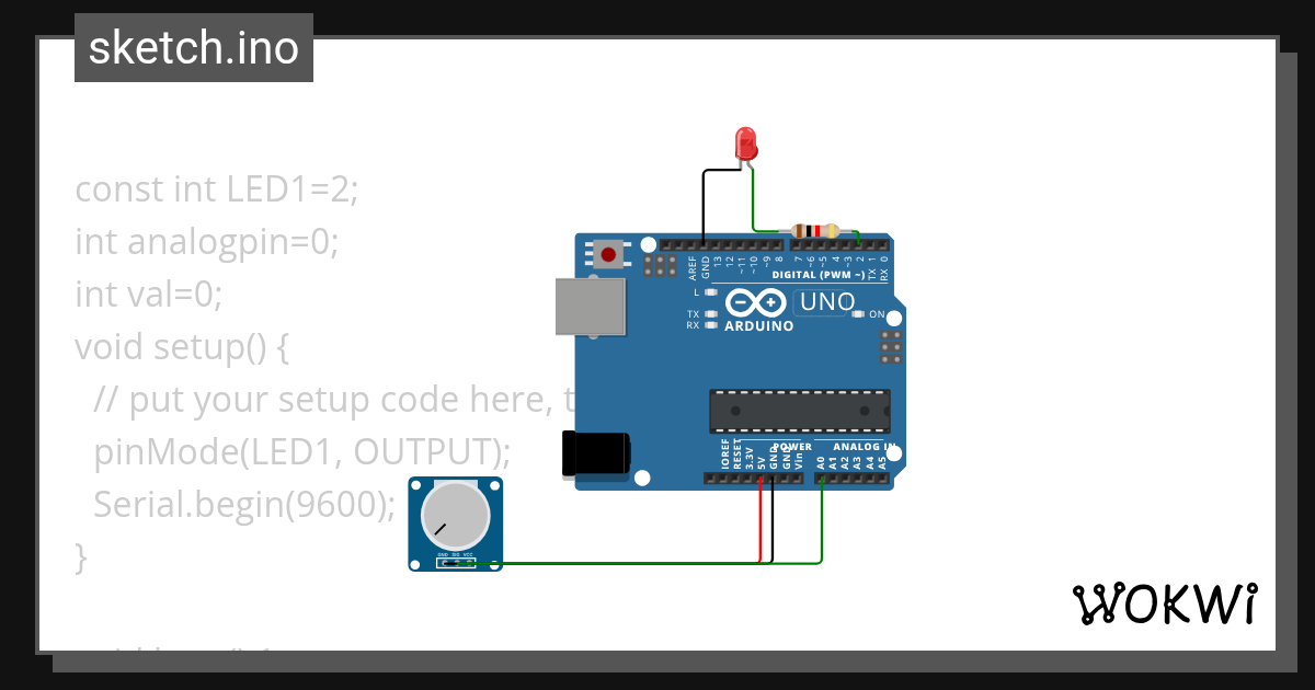 LED WITH POTENTIOMETER - Wokwi ESP32, STM32, Arduino Simulator