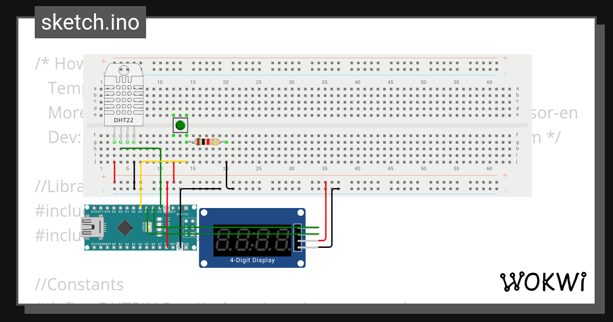 temp display - Wokwi ESP32, STM32, Arduino Simulator
