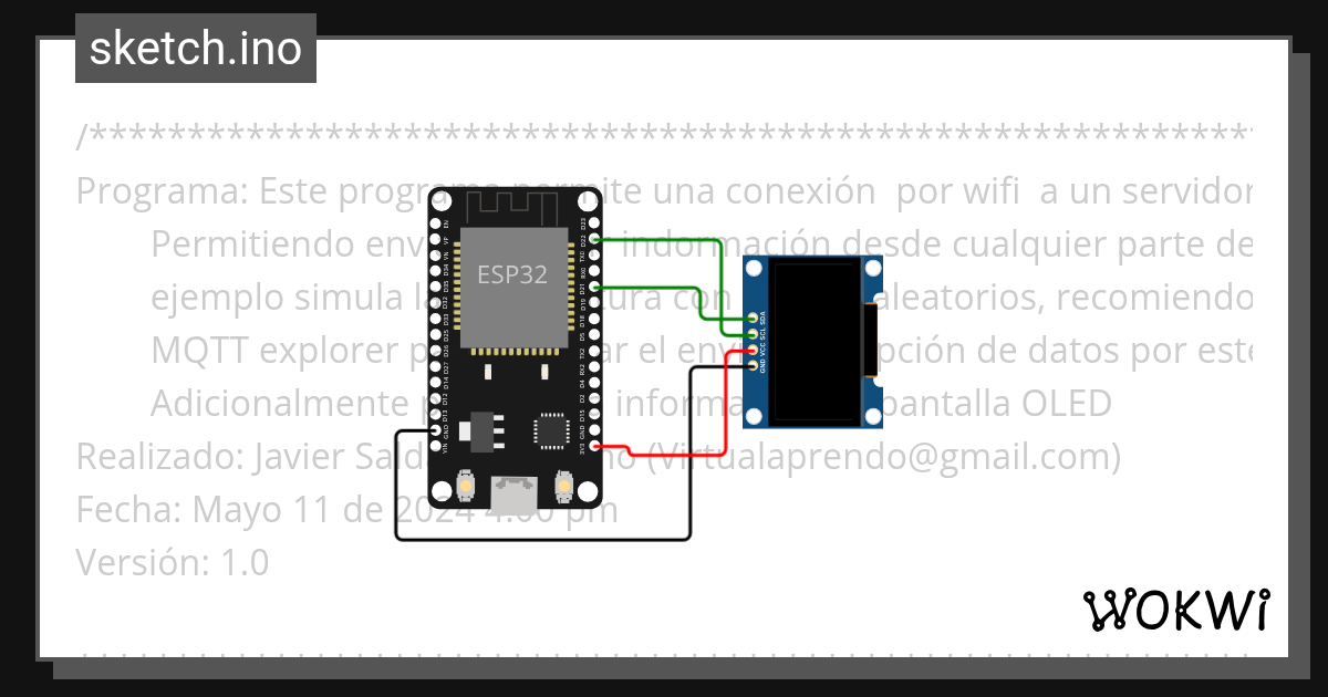 ESP32 SSD1306 OLED mqtt - Wokwi ESP32, STM32, Arduino Simulator