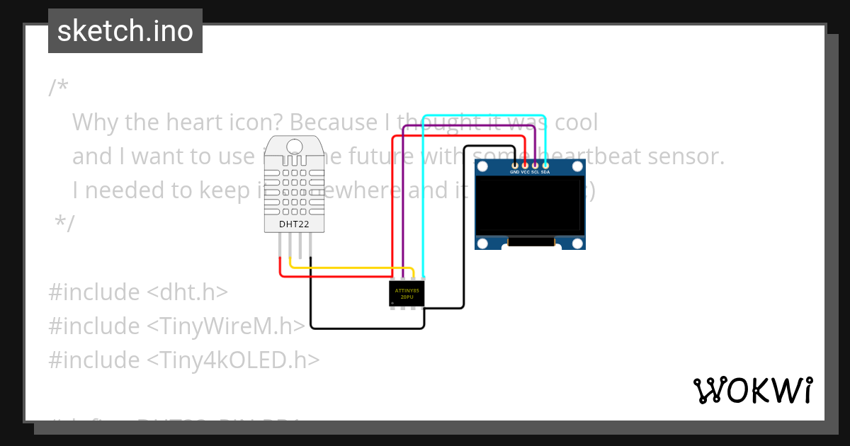 3 - DHT22 ATtiny85 - Wokwi ESP32, STM32, Arduino Simulator