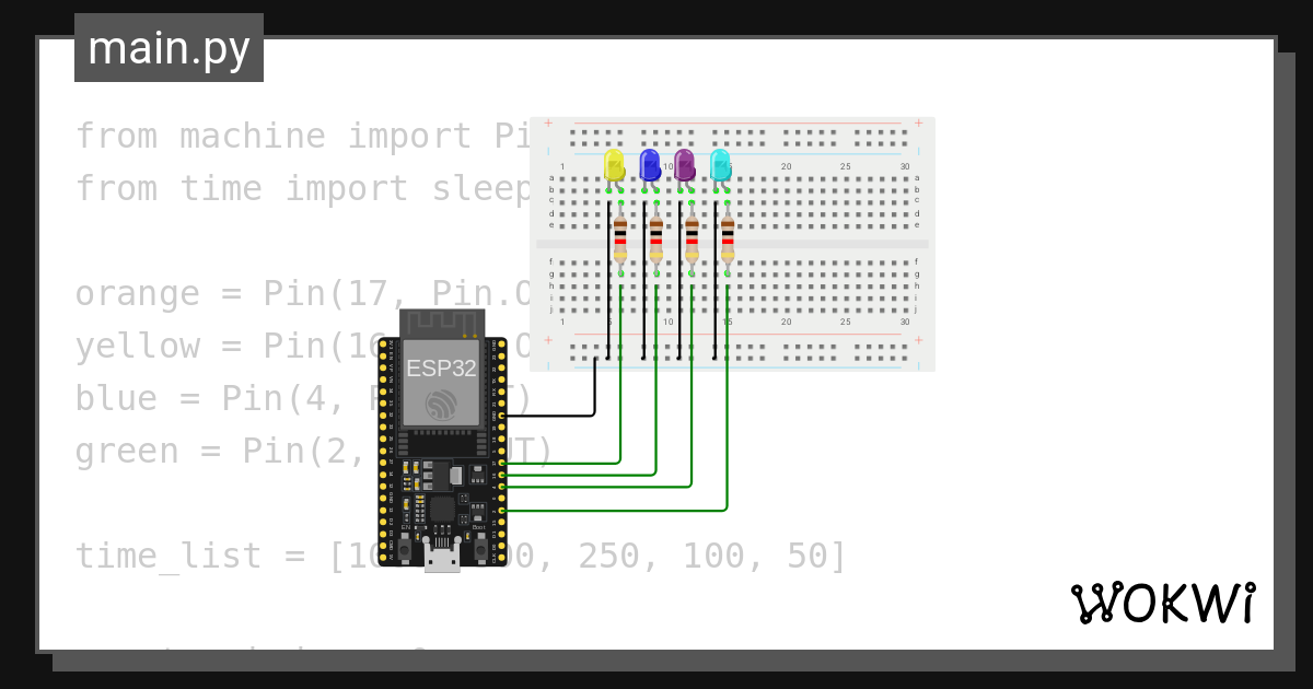 ณัฐกมล 4หลอด Wokwi Esp32 Stm32 Arduino Simulator