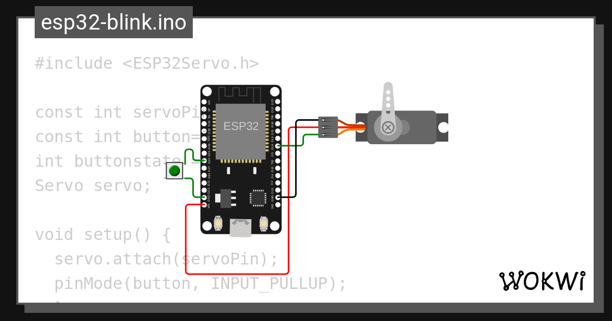 SERVO PUSH BUTTON ESP32 - Wokwi ESP32, STM32, Arduino Simulator SERVO PUSH BUTTON ESP32 - Wokwi ESP32, STM32, Arduino Simulator