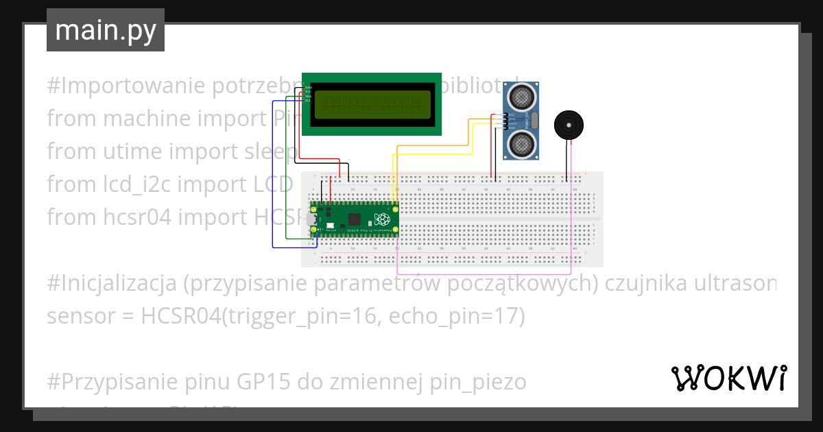Czujnik cofania - poprawione - Wokwi ESP32, STM32, Arduino Simulator