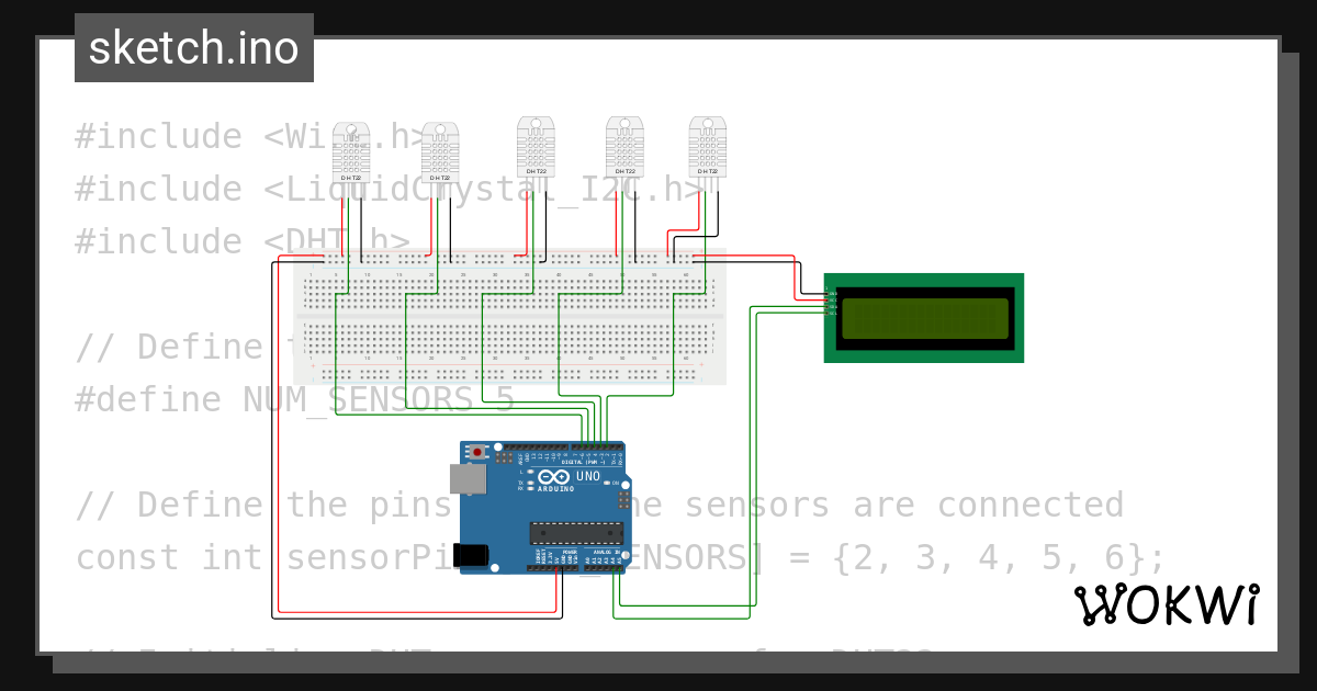 Multidht22 5 Sensor Wokwi Esp32 Stm32 Arduino Simulator 8086