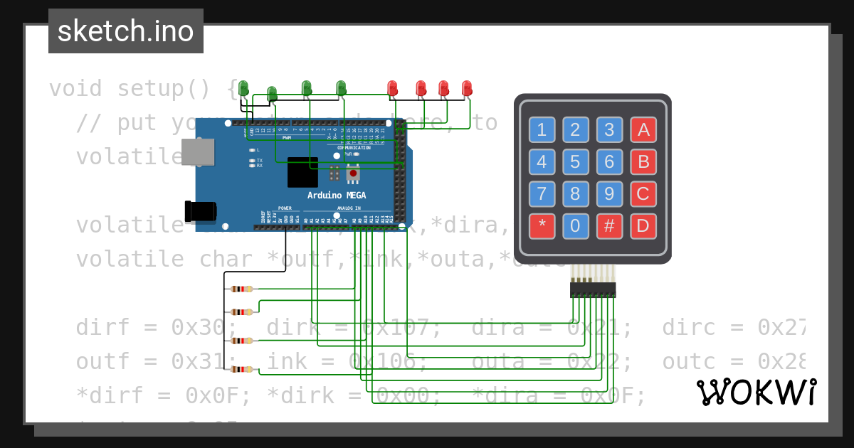 Keypadrowandcolumnledskeypadscanningalgorithm Wokwi Esp32 Stm32 Arduino Simulator 1655