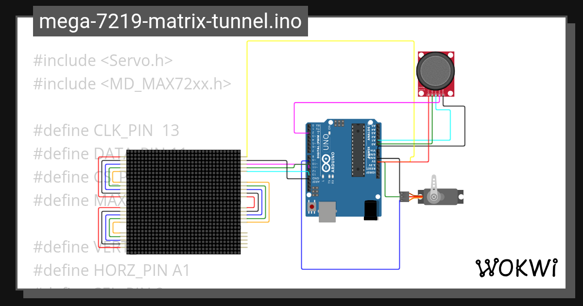 mega-7219-matrix-tunnel.ino Copy (12) - Wokwi ESP32, STM32, Arduino Simulator