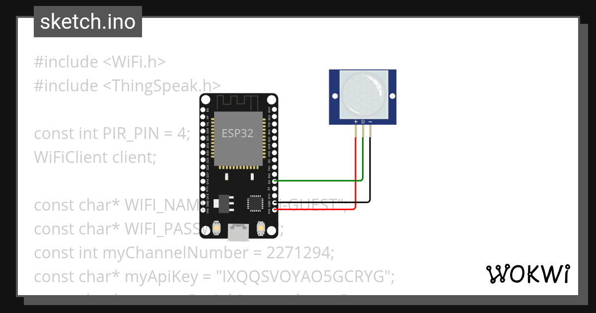 Motion Detection to Thingspeak Copy - Wokwi ESP32, STM32, Arduino Simulator