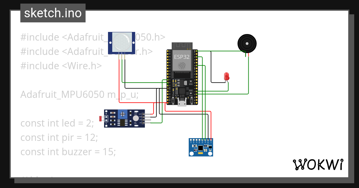 PIR ESP 32 - Wokwi ESP32, STM32, Arduino Simulator