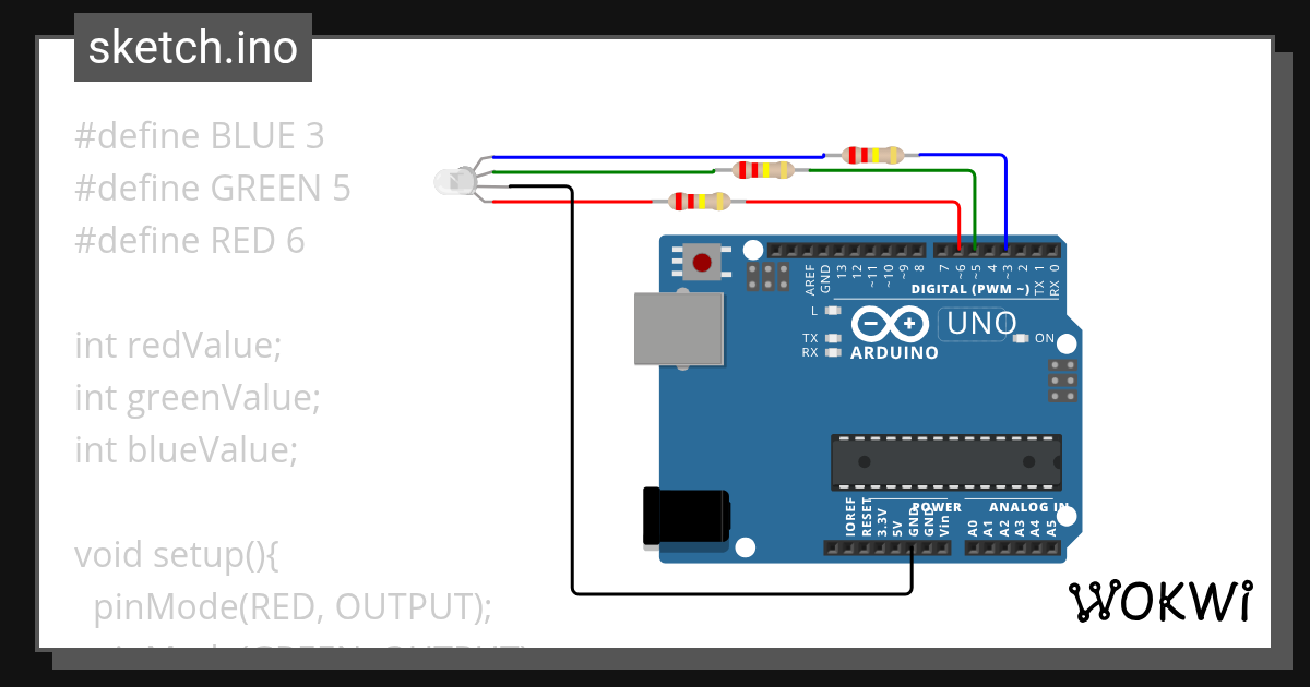 Lesson 4 RGB LED【解答例】 - Wokwi ESP32, STM32, Arduino Simulator