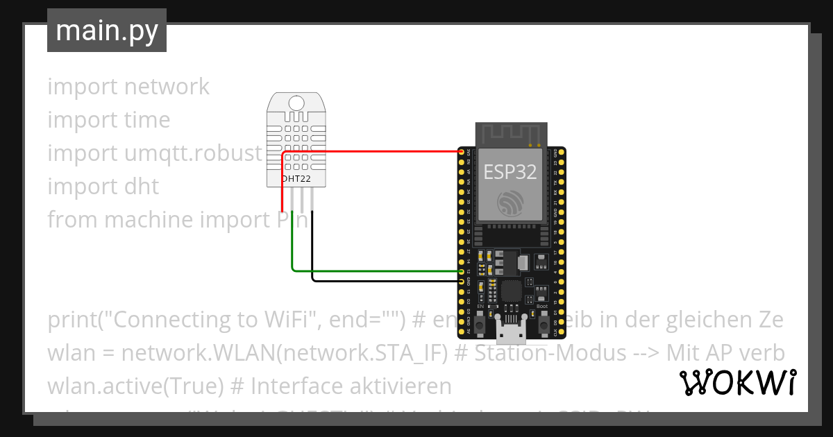 µP WLAN + MQTT 26.6. - Wokwi ESP32, STM32, Arduino Simulator