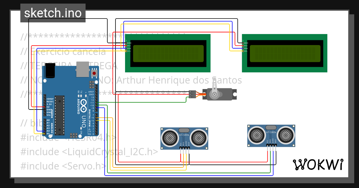 Exercício Cancela - Arthur dos Santos - Wokwi ESP32, STM32, Arduino Simulator