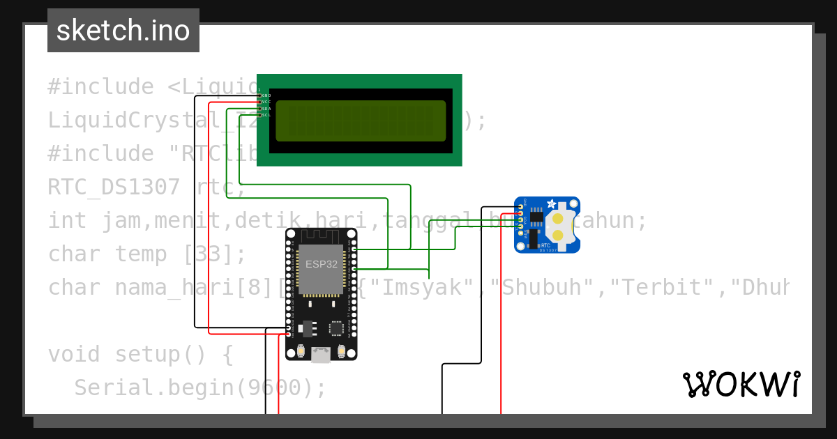 Lcd Dan Modul Rtc Ds1307 Waktu Otomatis Wokwi Esp32 Stm32 Arduino 9842