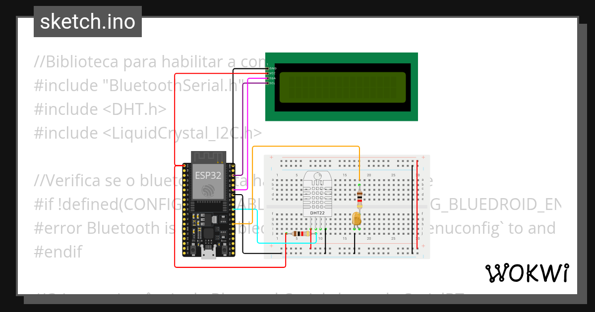 Atividade DHT22 ESP32 - Wokwi ESP32, STM32, Arduino Simulator