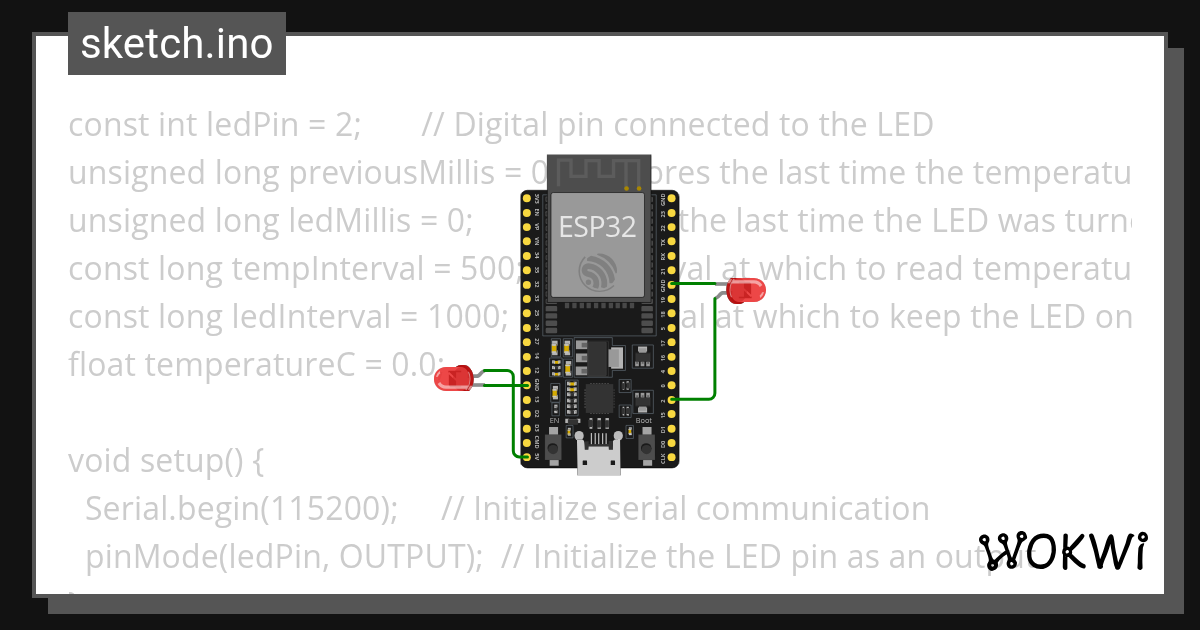Temp-LED - Wokwi ESP32, STM32, Arduino Simulator