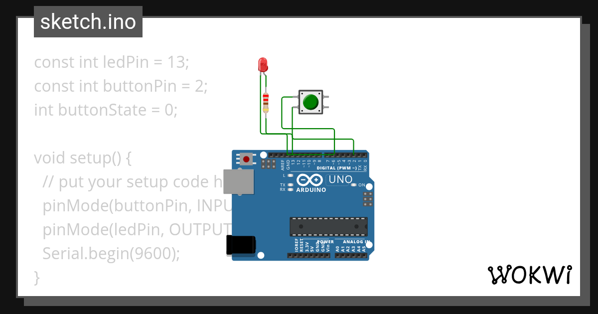 ใบงานที่ 4ไฟ Led กระพริบเมื่อกดปุ่ม Wokwi Esp32 Stm32 Arduino 0386