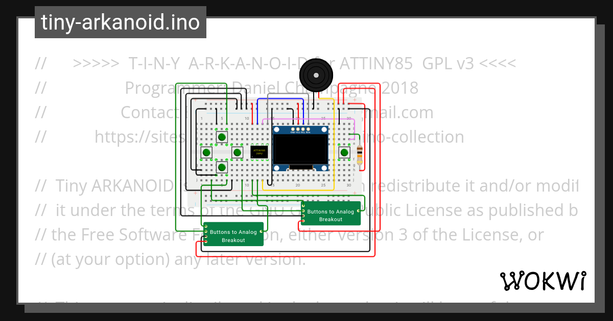 uRetro_tiny-arkanoid - Wokwi ESP32, STM32, Arduino Simulator