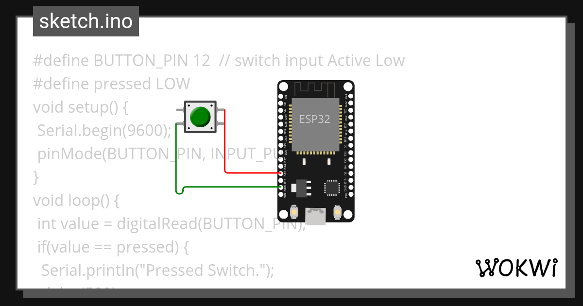 BUTTON 2 - Wokwi ESP32, STM32, Arduino Simulator