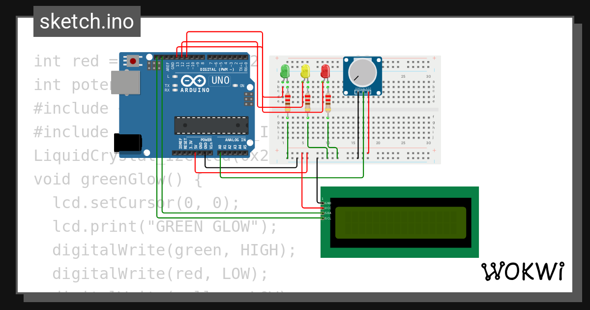 Control Led Using Potentiometer And Display Using I2c Lcd Wokwi Esp32 Stm32 Arduino Simulator