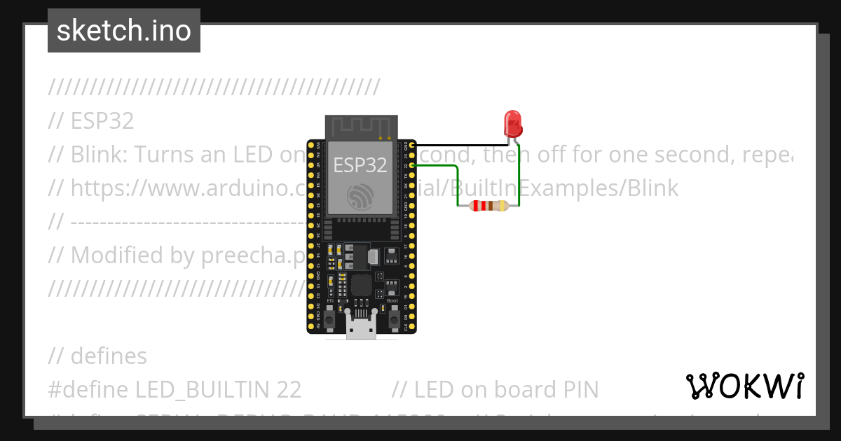 Blink Wokwi Esp32 Stm32 Arduino Simulator 
