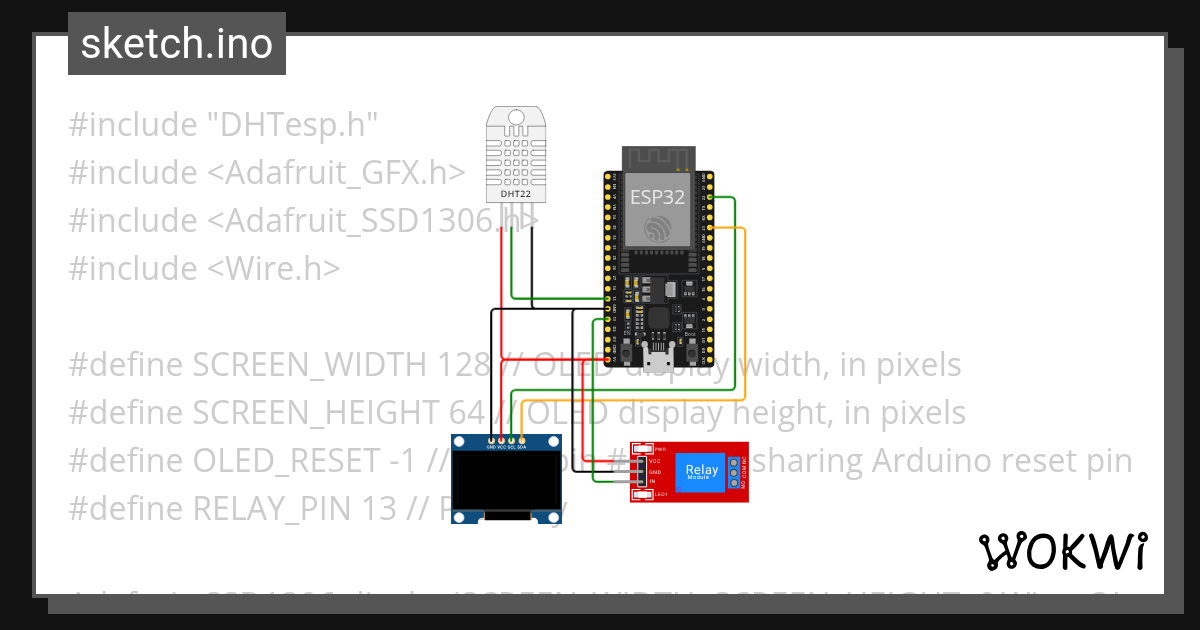 DHT22 + OLED Niset - Wokwi ESP32, STM32, Arduino Simulator