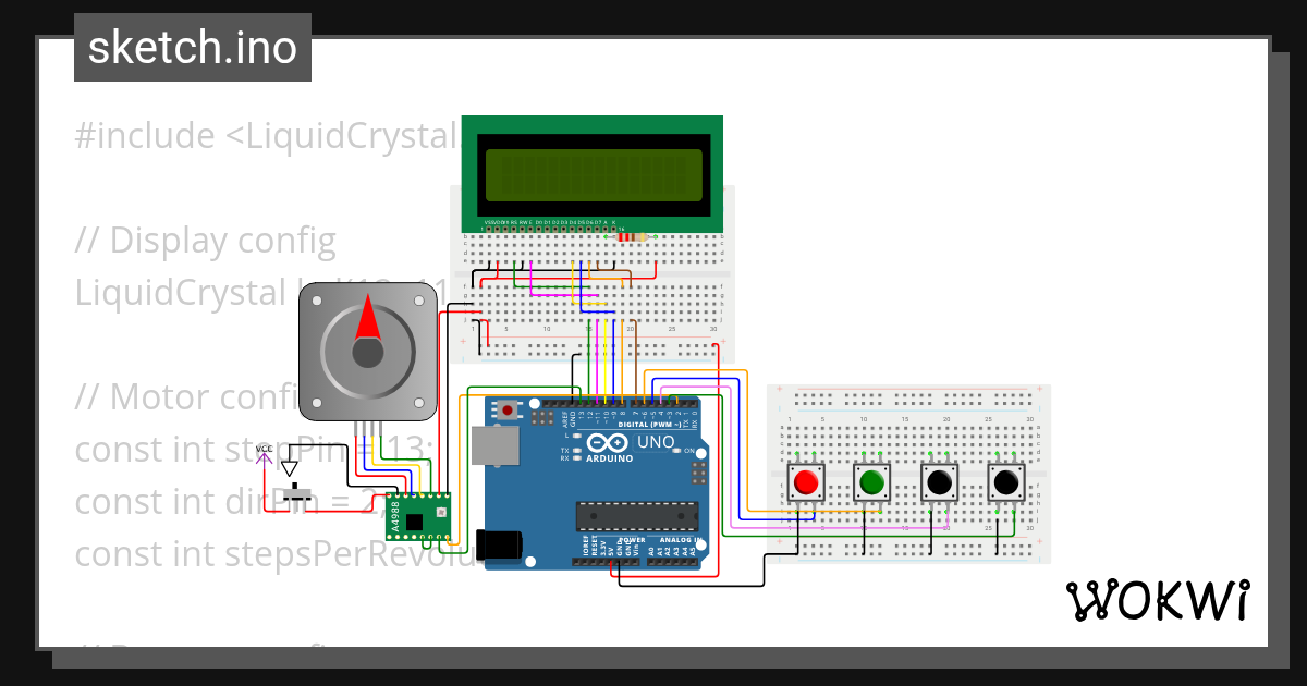STEPPER MOTOR Screen menu - Wokwi ESP32, STM32, Arduino Simulator