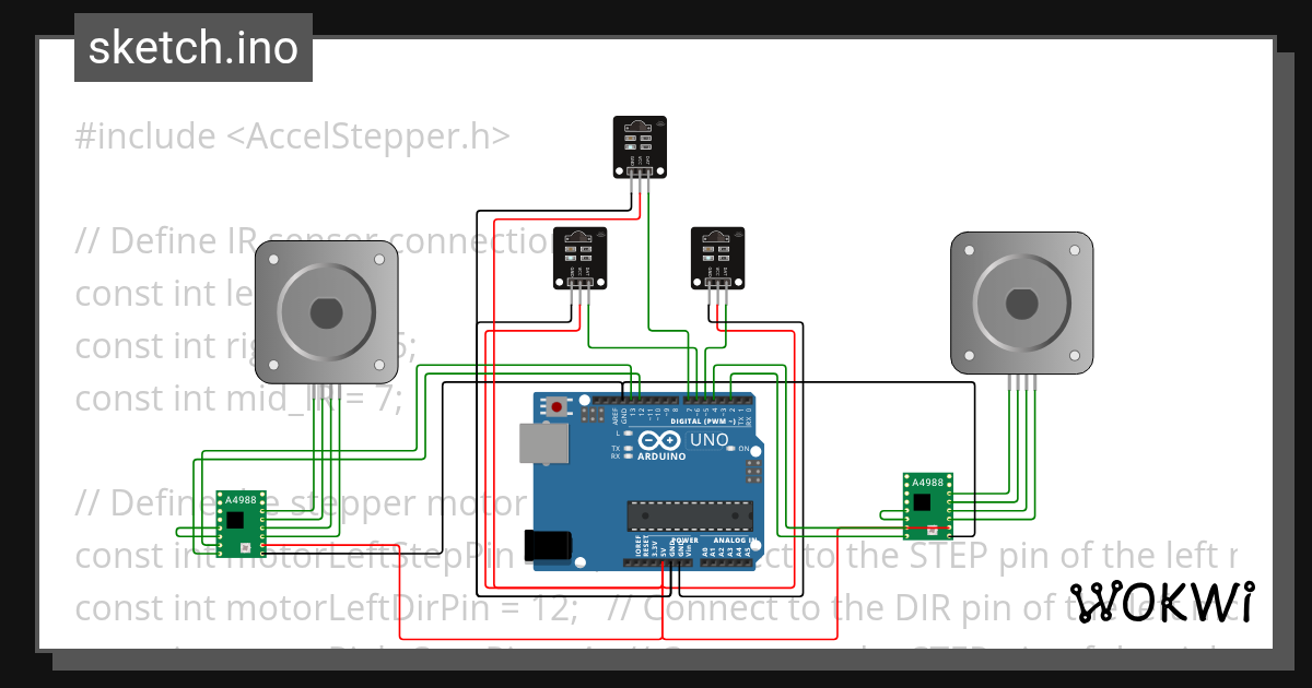 Driving Based On IR Sensor Copy - Wokwi ESP32, STM32, Arduino Simulator