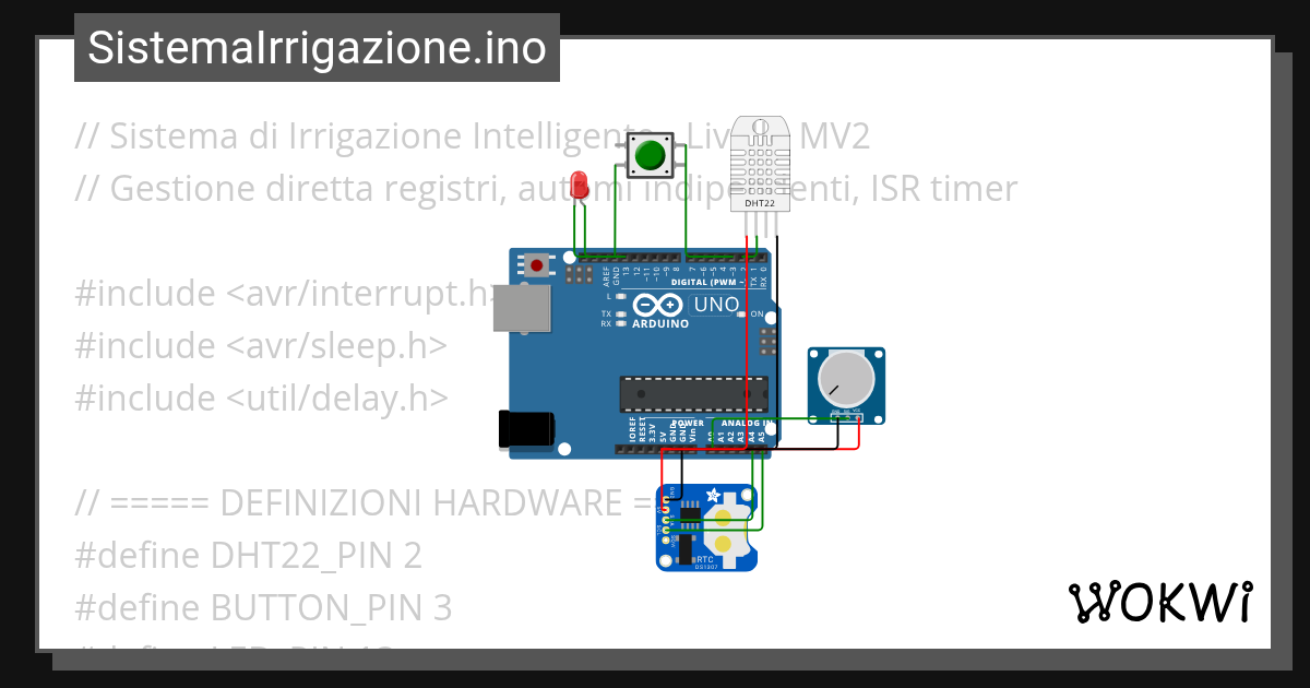 sistema di irrigazione intelligente - Wokwi ESP32, STM32, Arduino Simulator