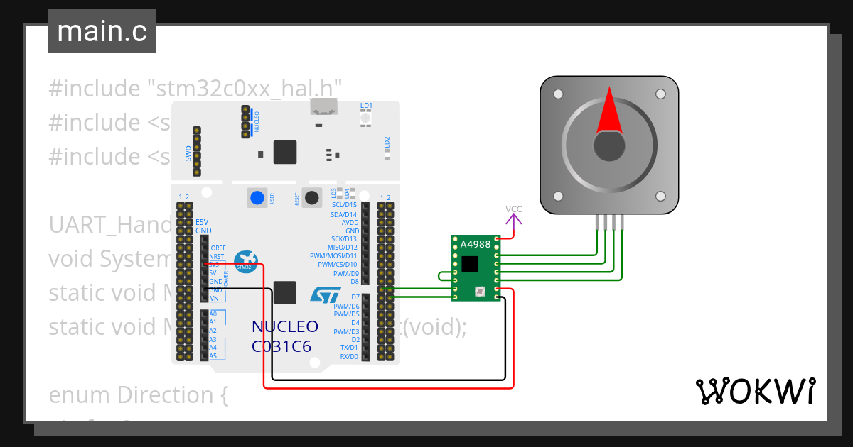 STM32C031C6 stepper engine with uart Copy - Wokwi ESP32, STM32, Arduino Simulator