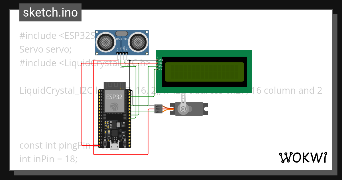 Servo ultrqsonie 07 SE2/2 - Wokwi ESP32, STM32, Arduino Simulator