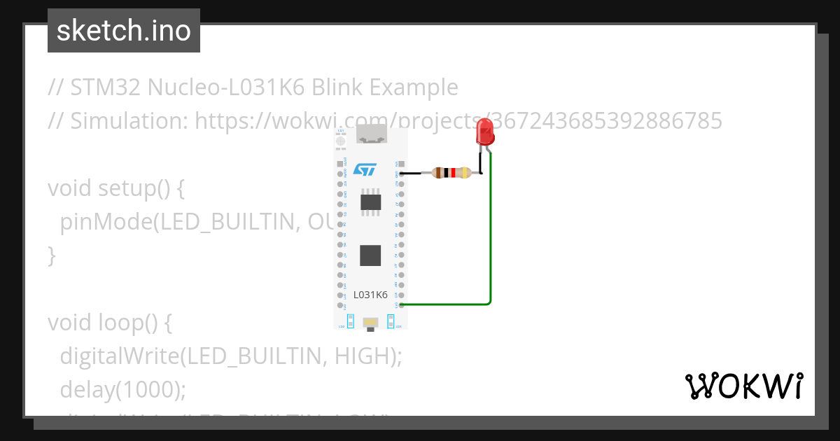 St Nucleo L031 Blink Copy Wokwi Esp32 Stm32 Arduino Simulator