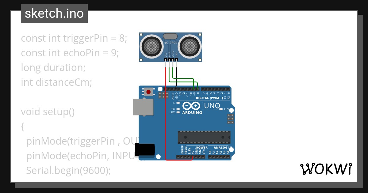sonar sensor basic code - Wokwi ESP32, STM32, Arduino Simulator