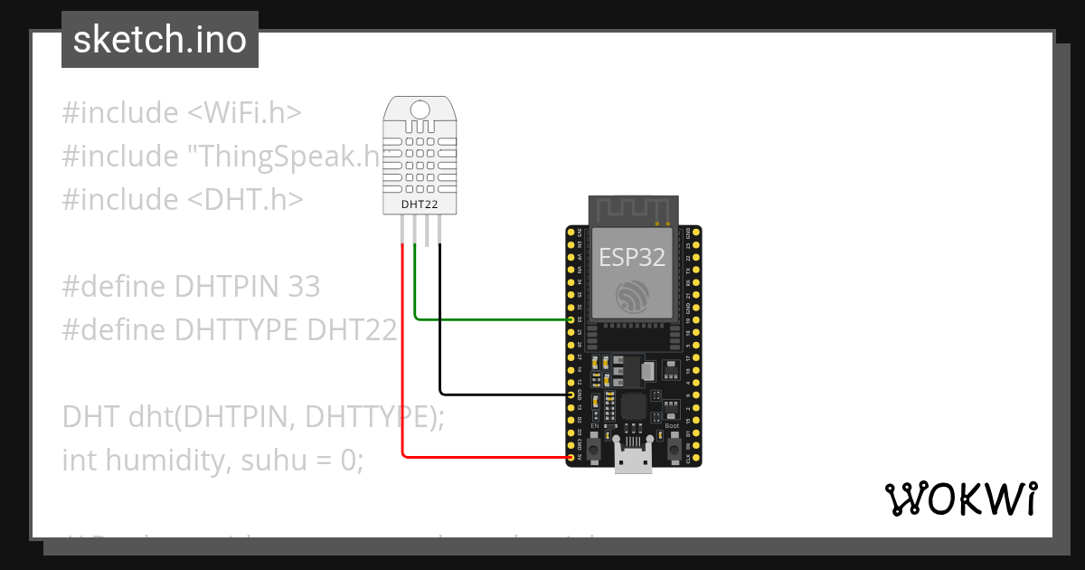 DHT Thingspeak - Wokwi ESP32, STM32, Arduino Simulator
