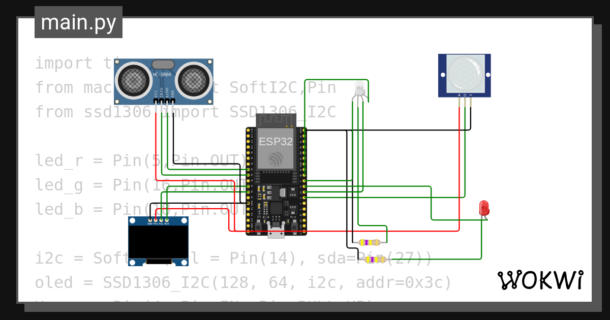尹梓坡的安全保卫系统设计 Wokwi Esp32 Stm32 Arduino Simulator