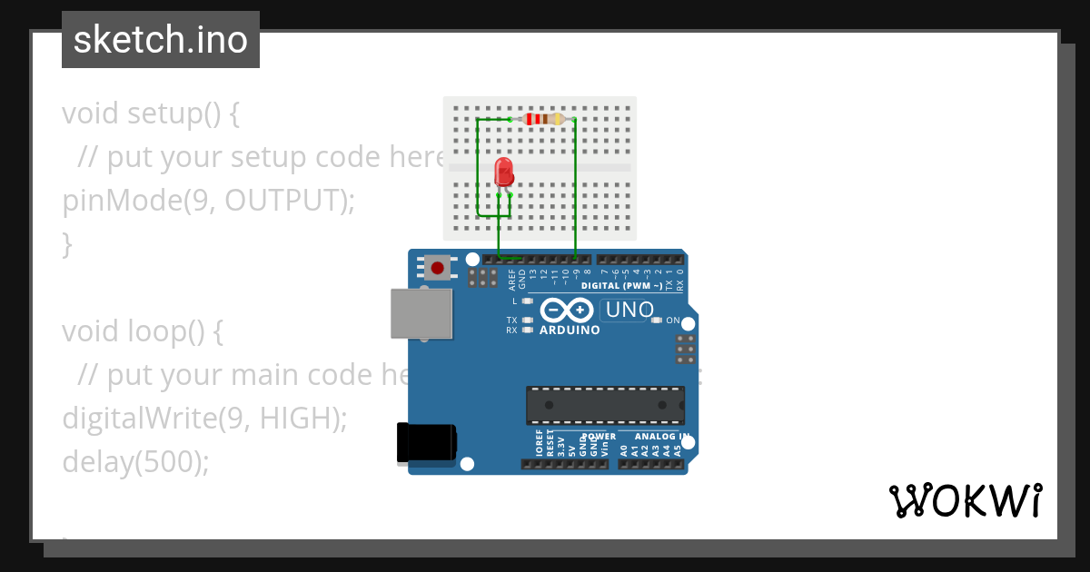 Continuous Glowing Led Wokwi Esp32 Stm32 Arduino Simulator 9100