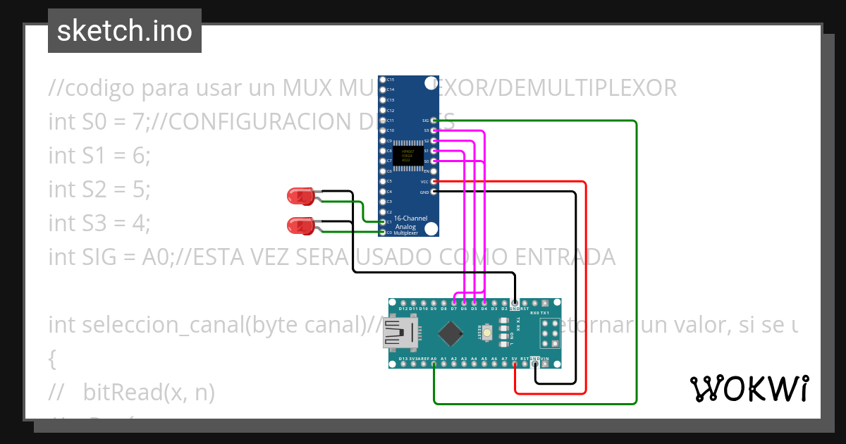 Multiplexor led - Wokwi ESP32, STM32, Arduino Simulator