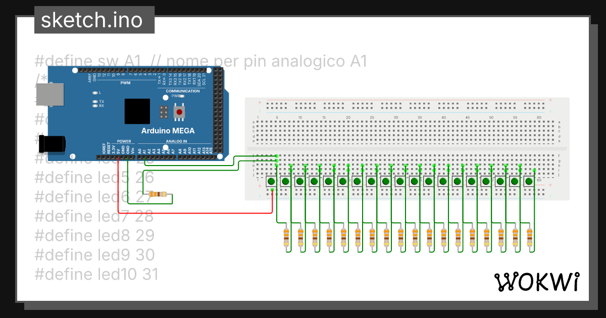 19 tasti ad 1 pin analogico dario - Wokwi ESP32, STM32, Arduino Simulator