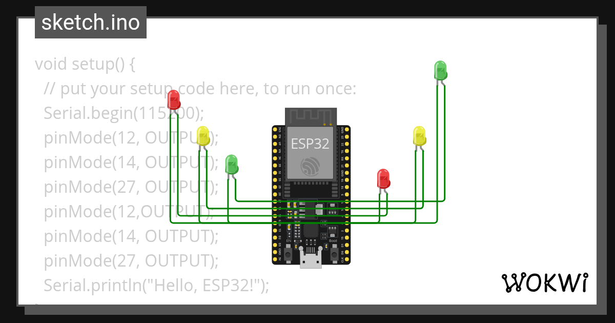 Trafic Light 2 Wokwi Esp32 Stm32 Arduino Simulator 