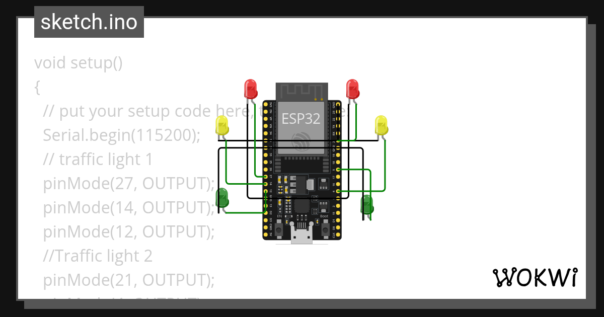 Traffic Light Simulation 2 Series Wokwi Esp32 Stm32 Arduino Simulator