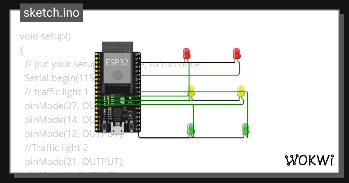 Traffic Light Simulation 2 Series Wokwi Esp32 Stm32 Arduino Simulator 