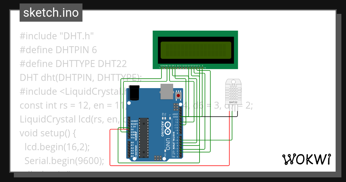 CalTempAndHumi Use DHT - Wokwi ESP32, STM32, Arduino Simulator