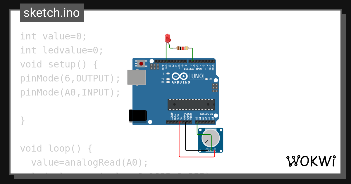 电位器控制灯光 Wokwi Esp32 Stm32 Arduino Simulator 