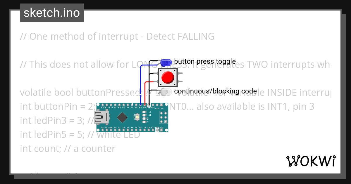 buttonISR - Wokwi ESP32, STM32, Arduino Simulator