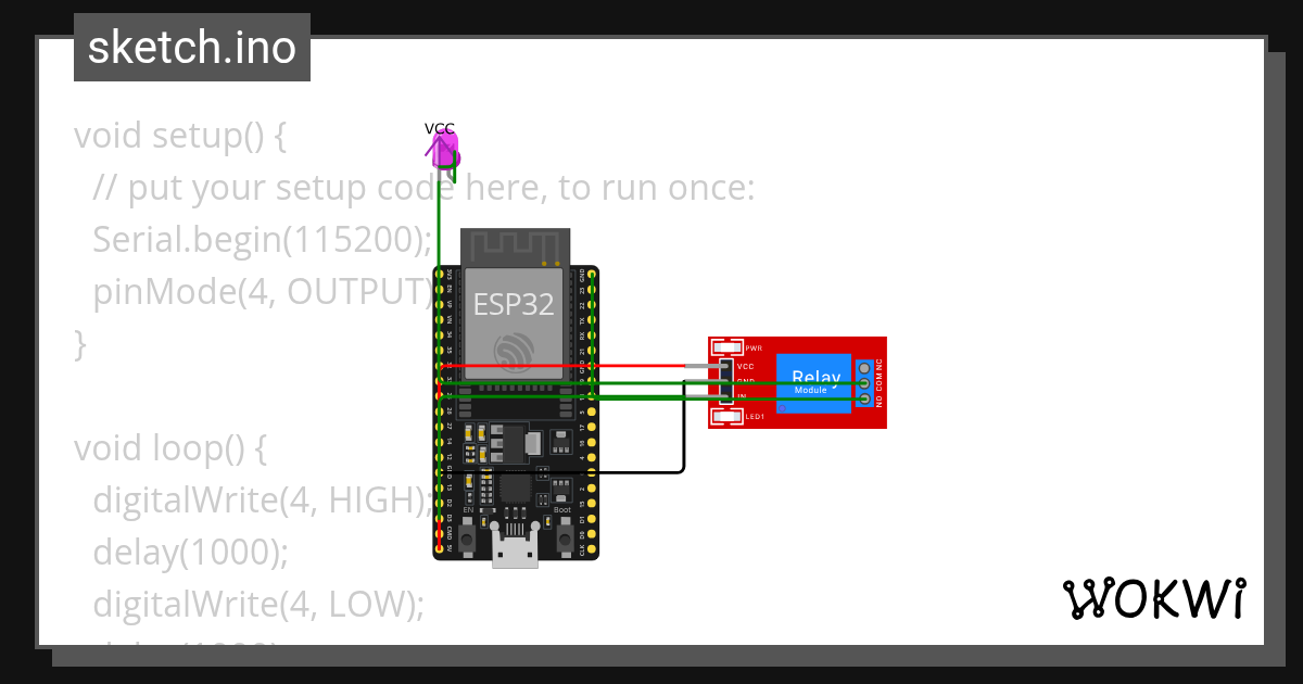 Relay model - Wokwi ESP32, STM32, Arduino Simulator