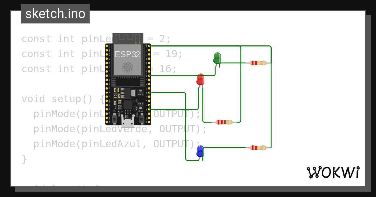Encendido De Un Led Wokwi Esp32 Stm32 Arduino Simulator 0116
