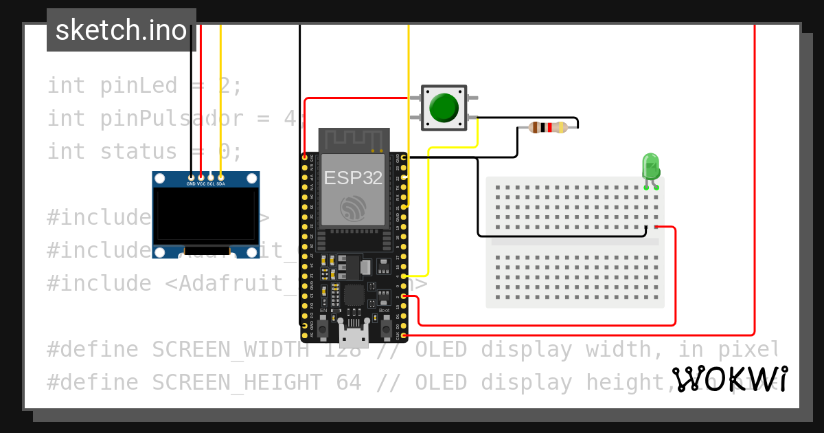 Pantalla Led Encendido Y Led Apagado Wokwi Esp32 Stm32 Arduino Simulator 3021