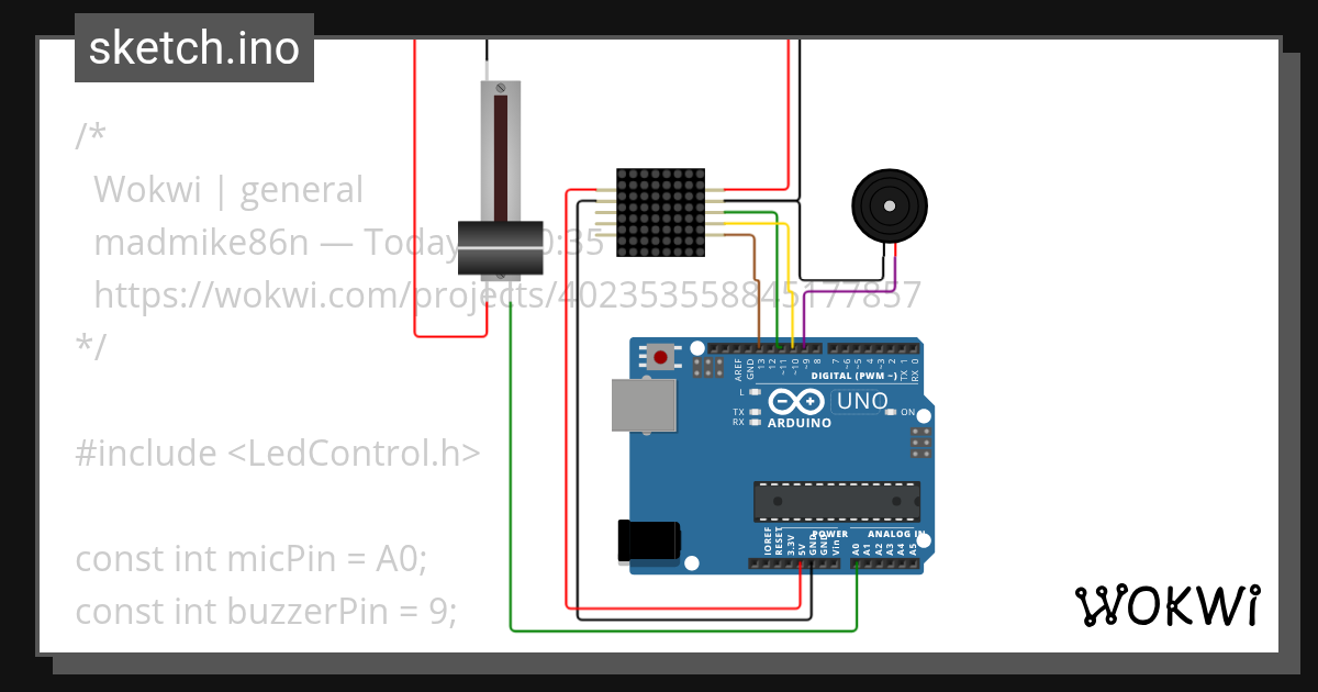 Kids' room noise level warning system Copy (2) - Wokwi ESP32, STM32, Arduino Simulator