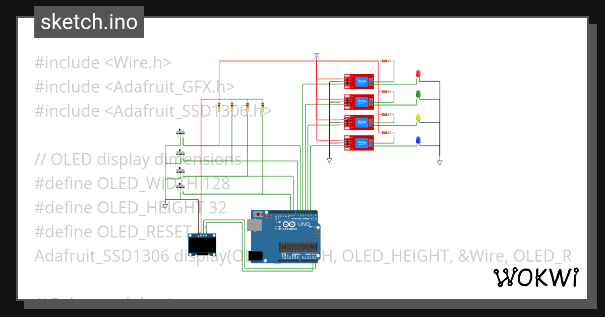 4ch relay with slide switch - Wokwi ESP32, STM32, Arduino Simulator