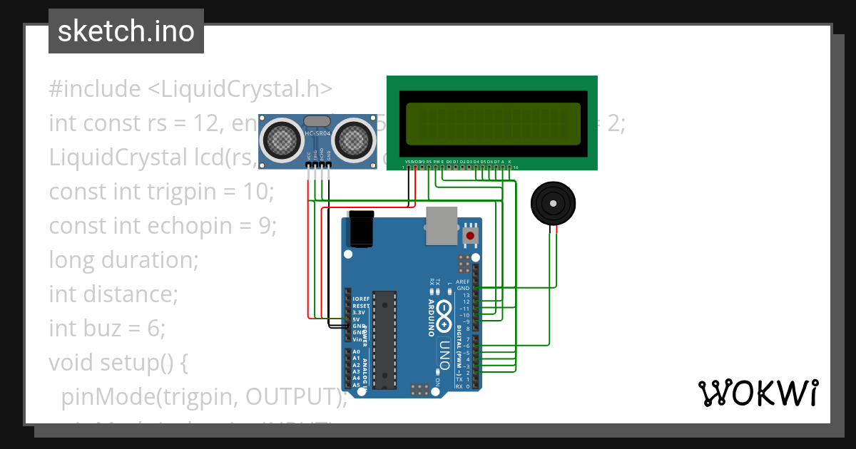 Home Security use Ultrasonic sensor - Wokwi ESP32, STM32, Arduino Simulator