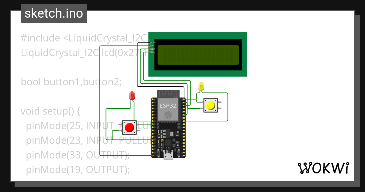 LED with Pushbutton - Wokwi ESP32, STM32, Arduino Simulator