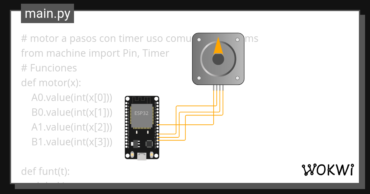 TIMER Y MOTOR CADA 250 MS - Wokwi ESP32, STM32, Arduino Simulator
